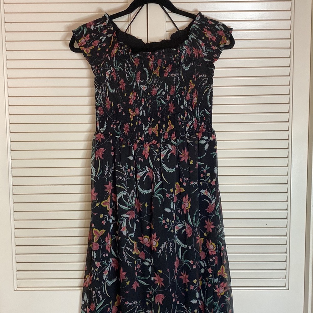 Cece Smocked Off-The-Shoulder Floral Print Midi Dress - Gem